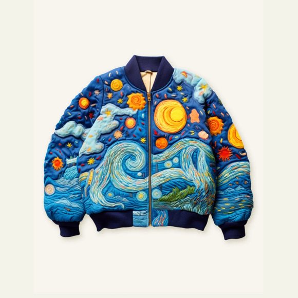 CCMOM | Jackets & Coats | Kids Unisex Starry Night Ocean Wave Bomber ...